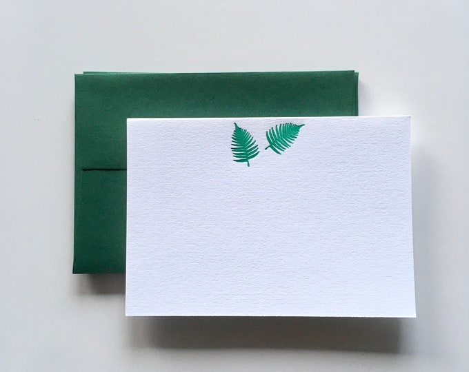 Fern Note Cards Stationery Set of 10 Cards in White or Light Ivory With ...