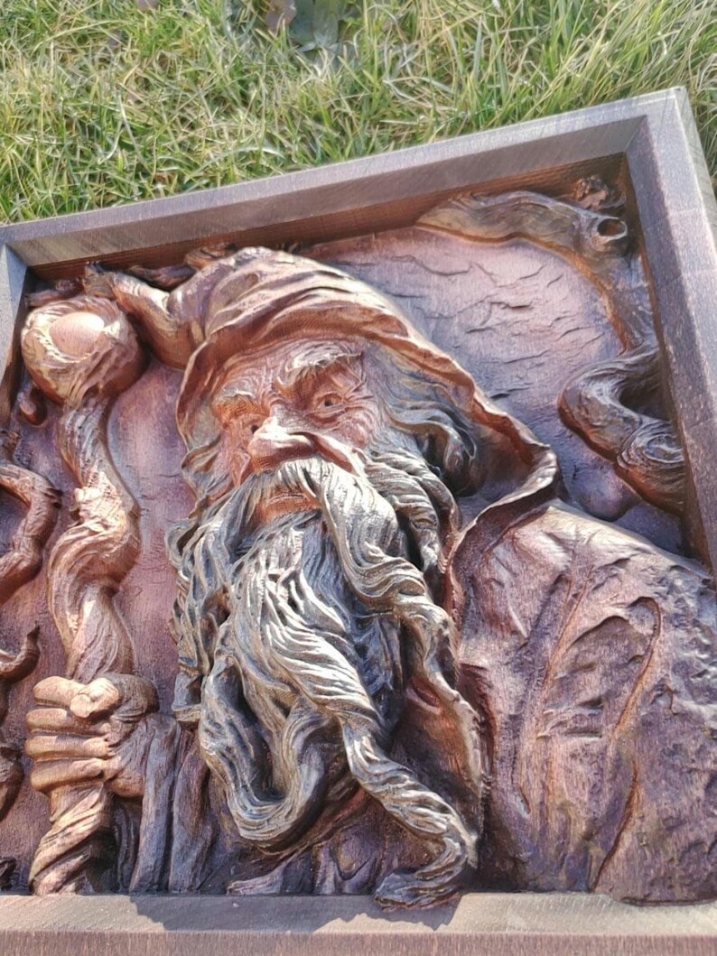Woodcarving: Old Wizard Bas-relief, Lime Tree Art (32cm) - Etsy