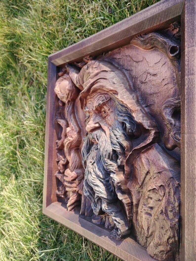 Woodcarving: Old Wizard Bas-relief, Lime Tree Art (32cm) - Etsy