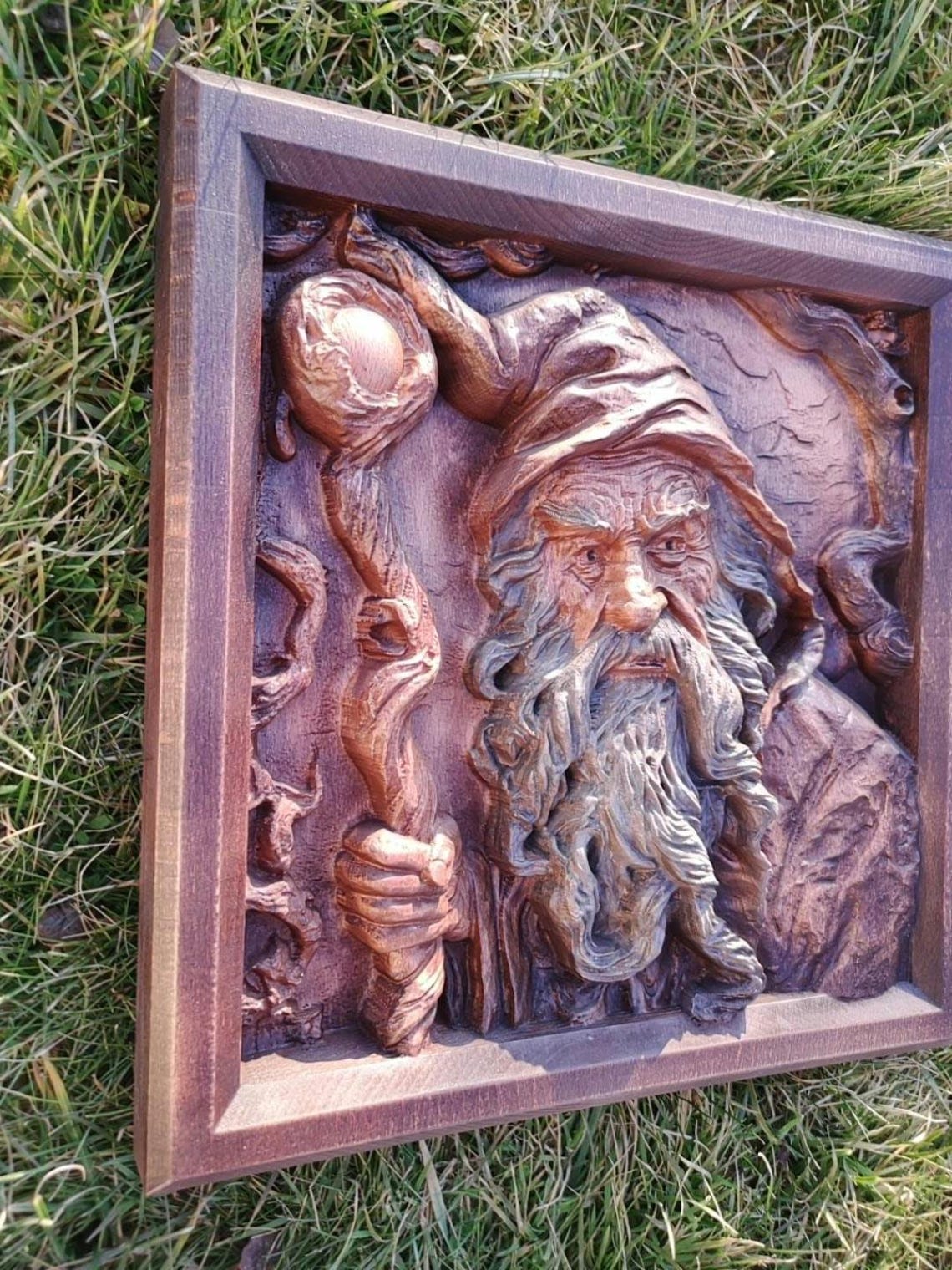 Woodcarving: Old Wizard Bas-relief, Lime Tree Art (32cm) - Etsy