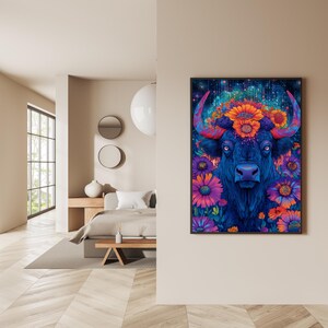 Psychedelic Bison Digital Art Print Set - 5 Digital Downloads of Trippy ...
