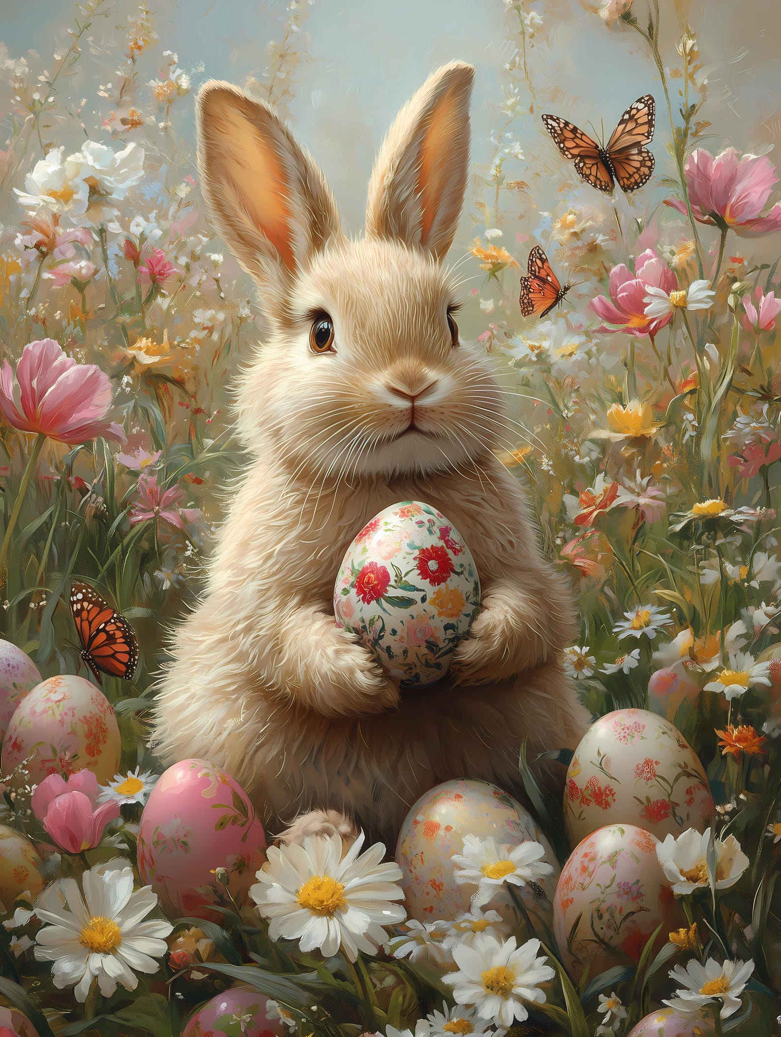 Realistic Easter Bunny Art Print Set - 5 Digital Downloads of Cute AI ...