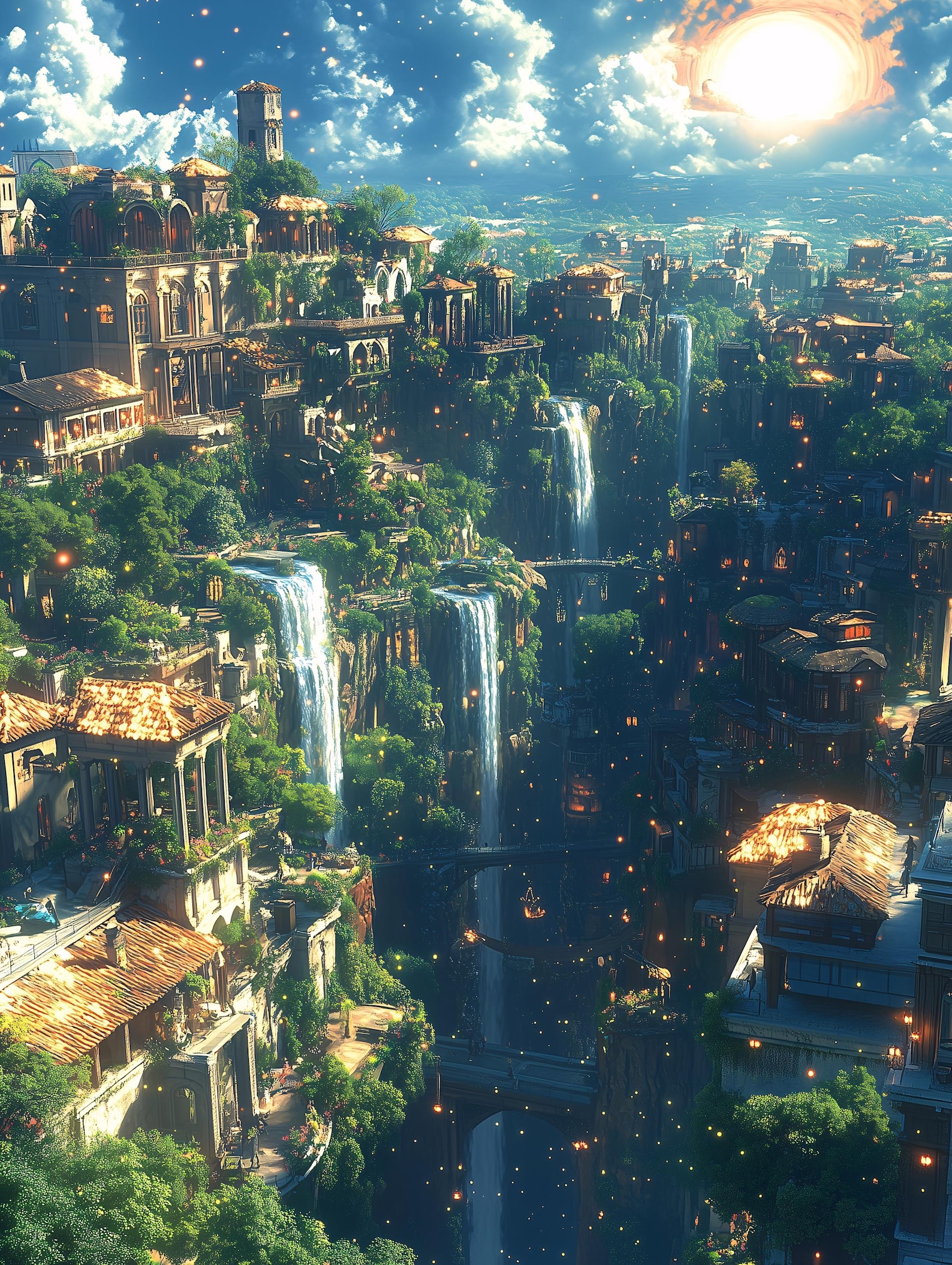 Floating Fantasy City Digital Art Print Set - 5 Digital Downloads of ...