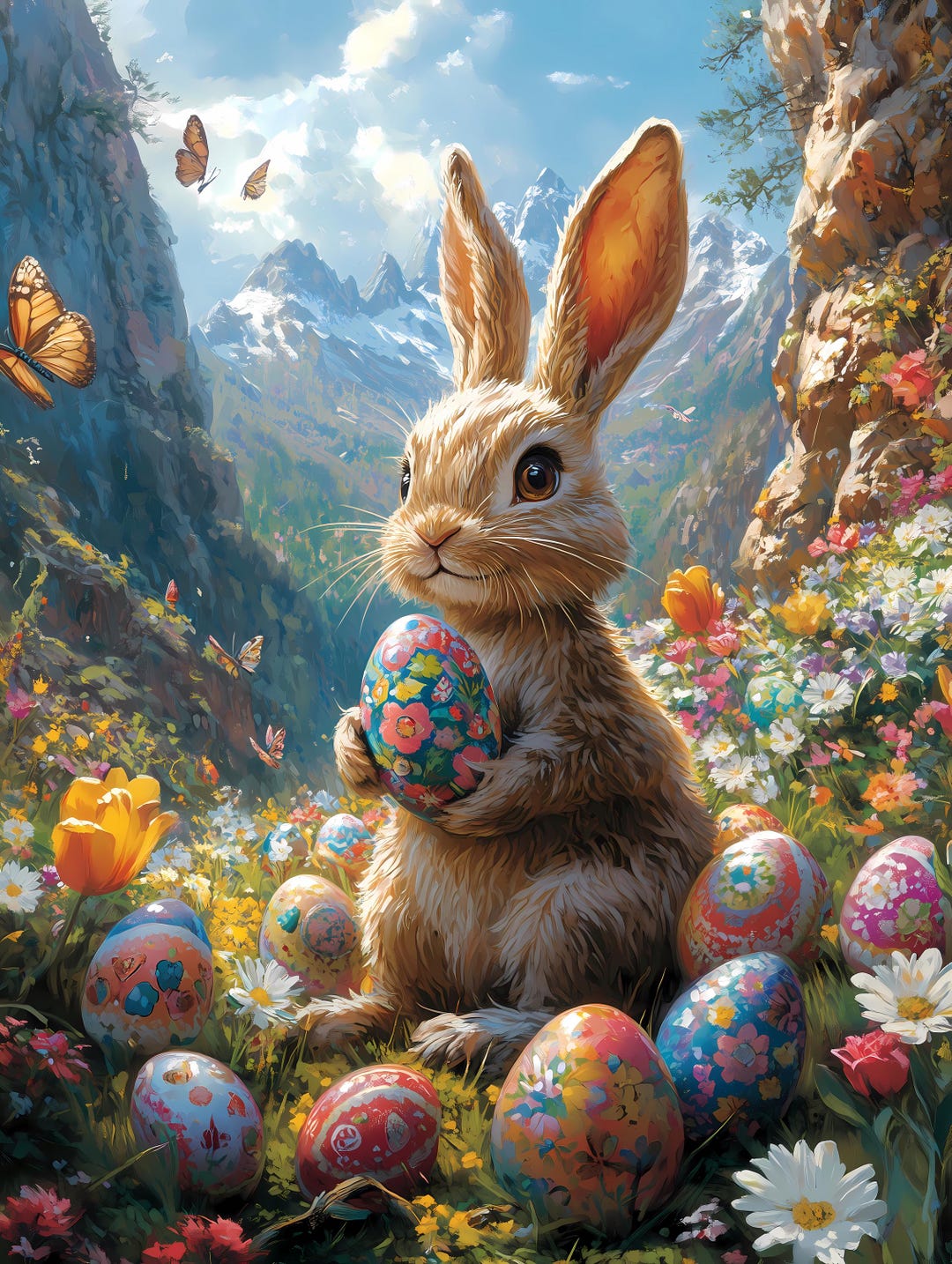 Airbrushed Easter Bunny Art Print Set - 5 Digital Downloads of Cute ...