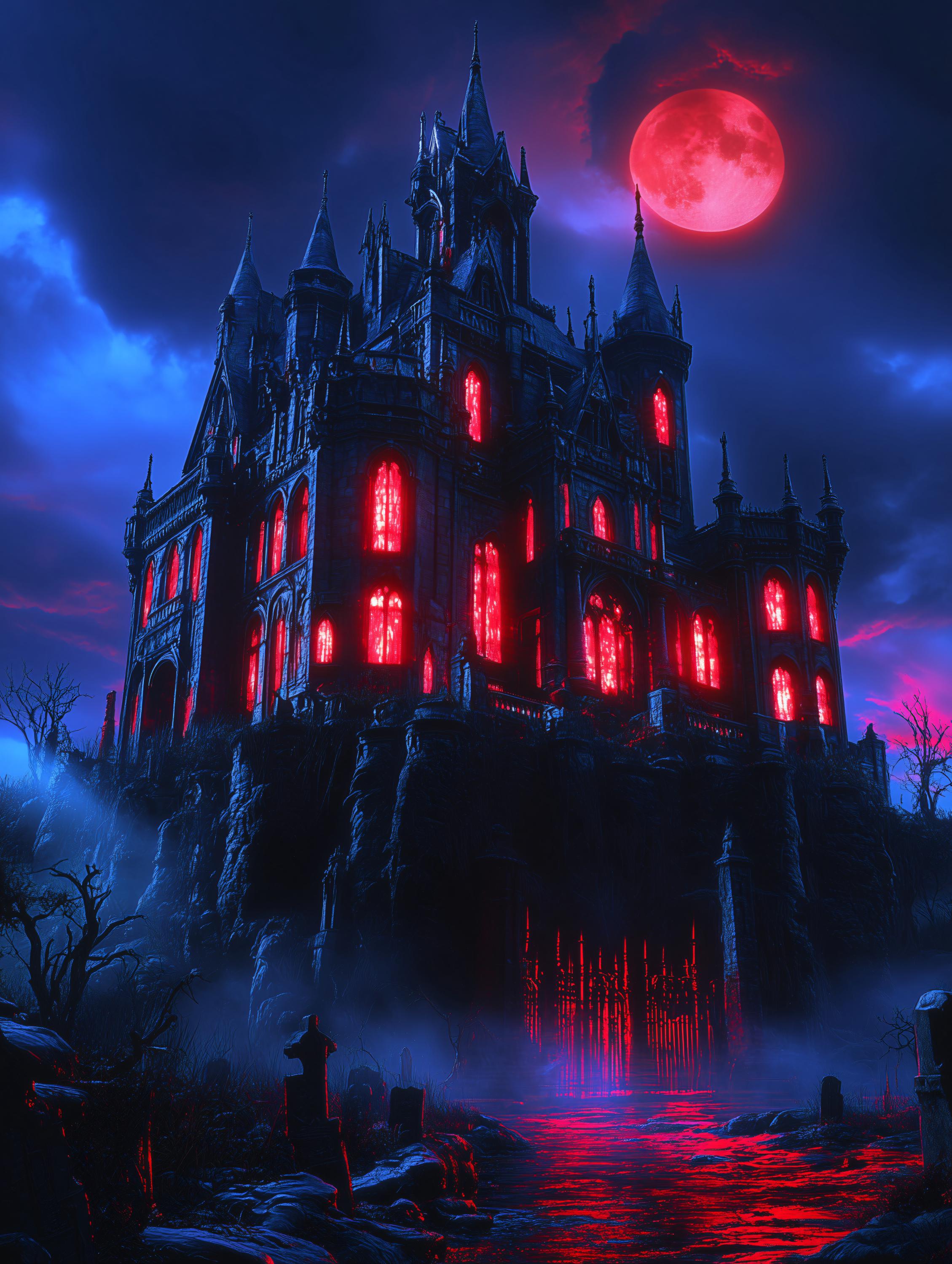 Gothic Vampire Castle Art Print Set - 5 Digital Downloads of Dark ...