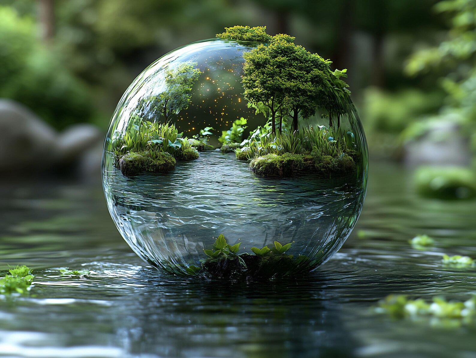 Surreal Nature Terrarium Sphere Art Set – 5 Floating Glass Orb Digital ...