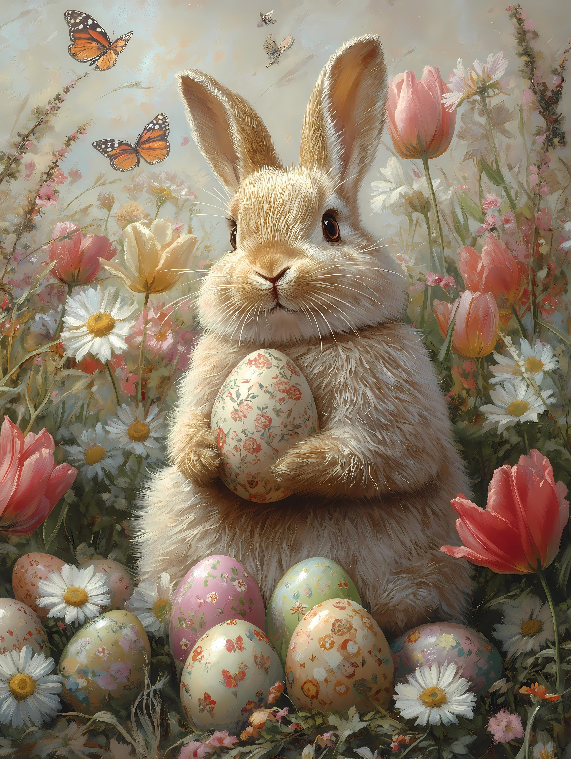 Realistic Easter Bunny Art Print Set - 5 Digital Downloads of Cute AI ...