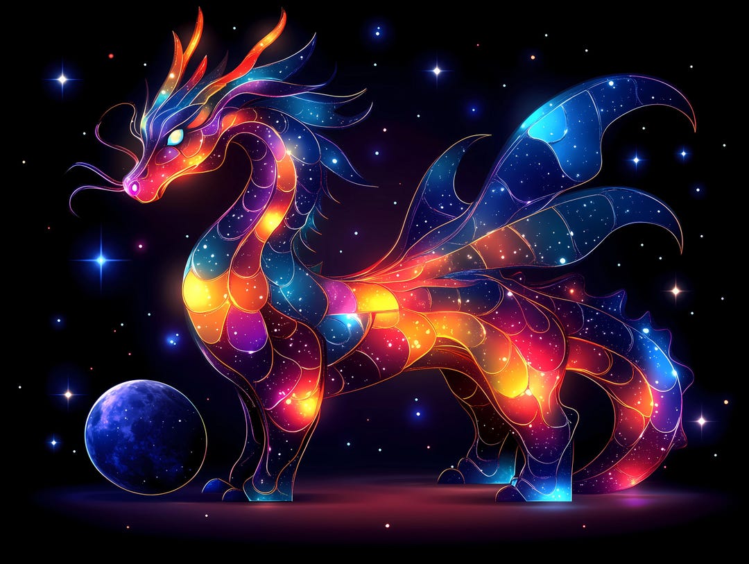 Celestial Dragon Print Set: Galaxy Space Art (digital Download) - Etsy