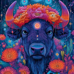 Psychedelic Bison Digital Art Print Set - 5 Digital Downloads of Trippy ...