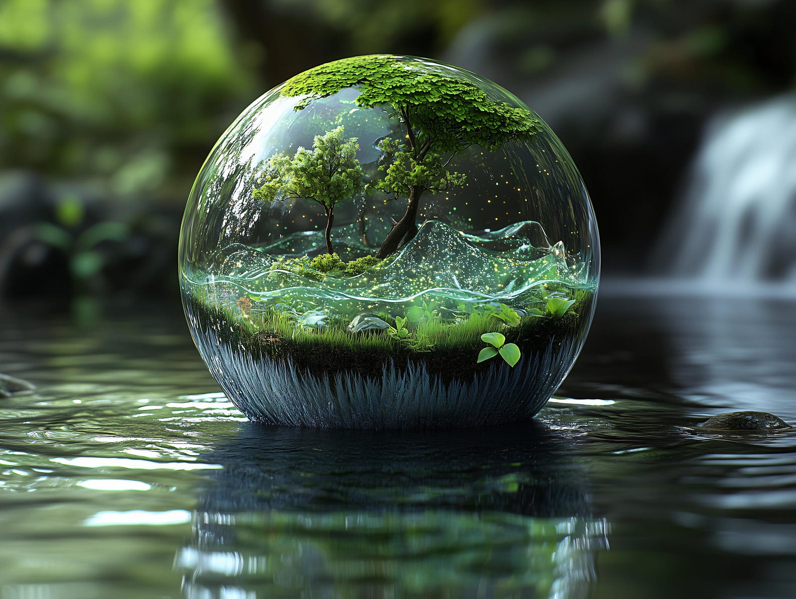 Surreal Nature Terrarium Sphere Art Set – 5 Floating Glass Orb Digital ...
