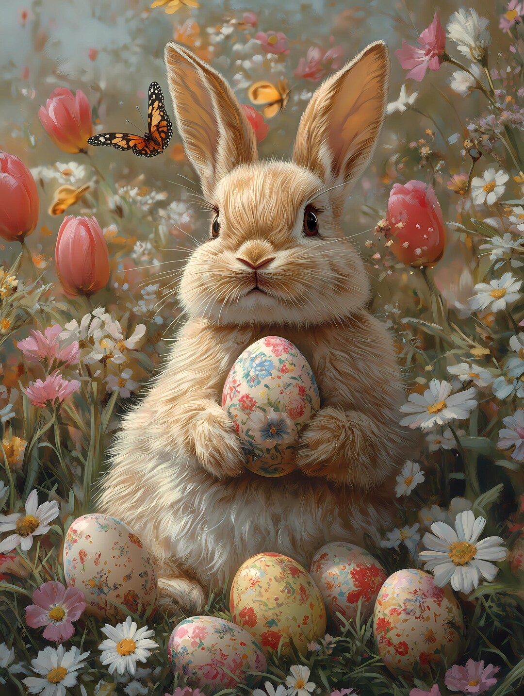 Realistic Easter Bunny Art Print Set - 5 Digital Downloads of Cute AI ...