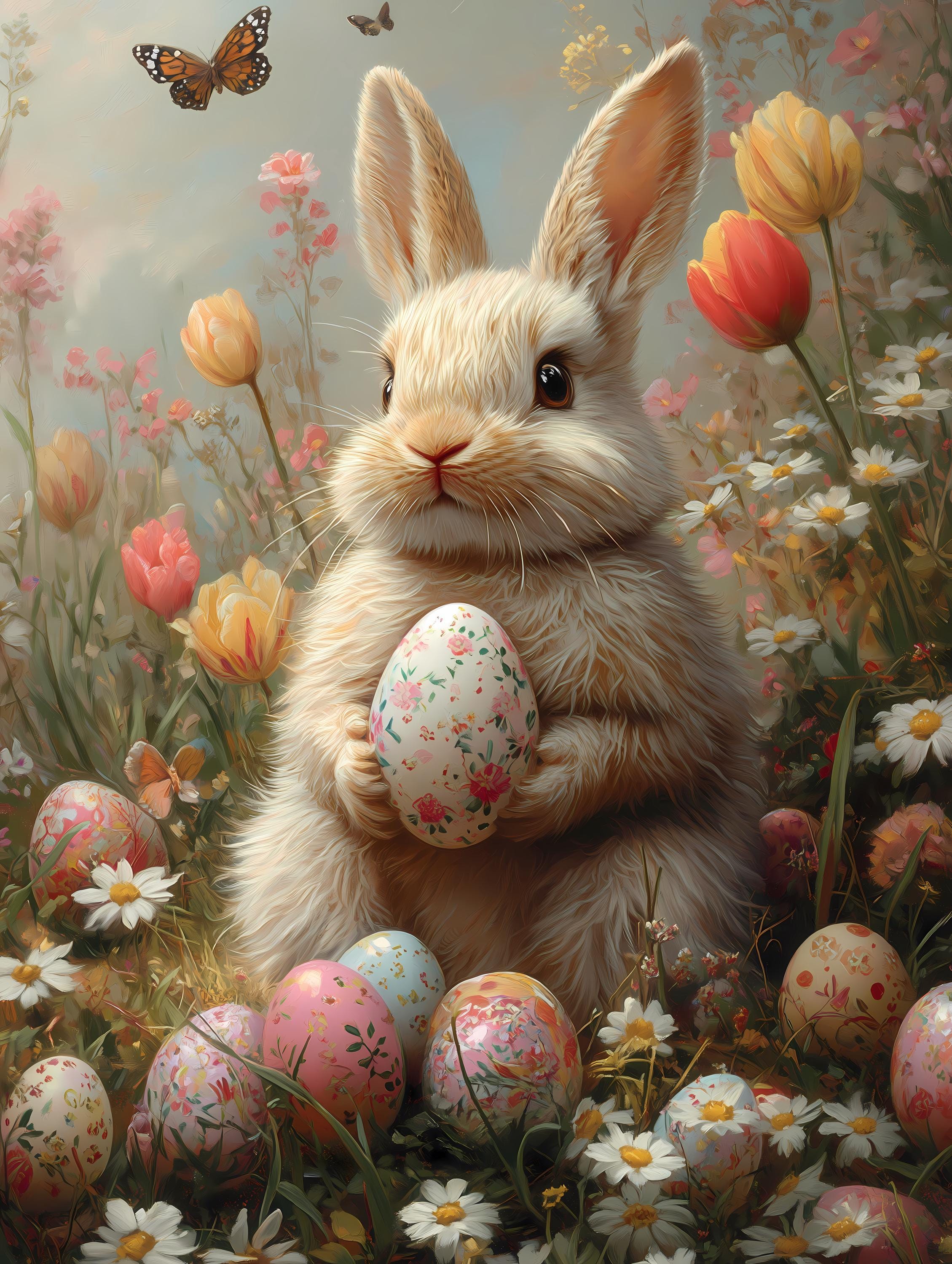 Realistic Easter Bunny Art Print Set - 5 Digital Downloads of Cute AI ...