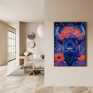 Psychedelic Bison Digital Art Print Set - 5 Digital Downloads of Trippy ...