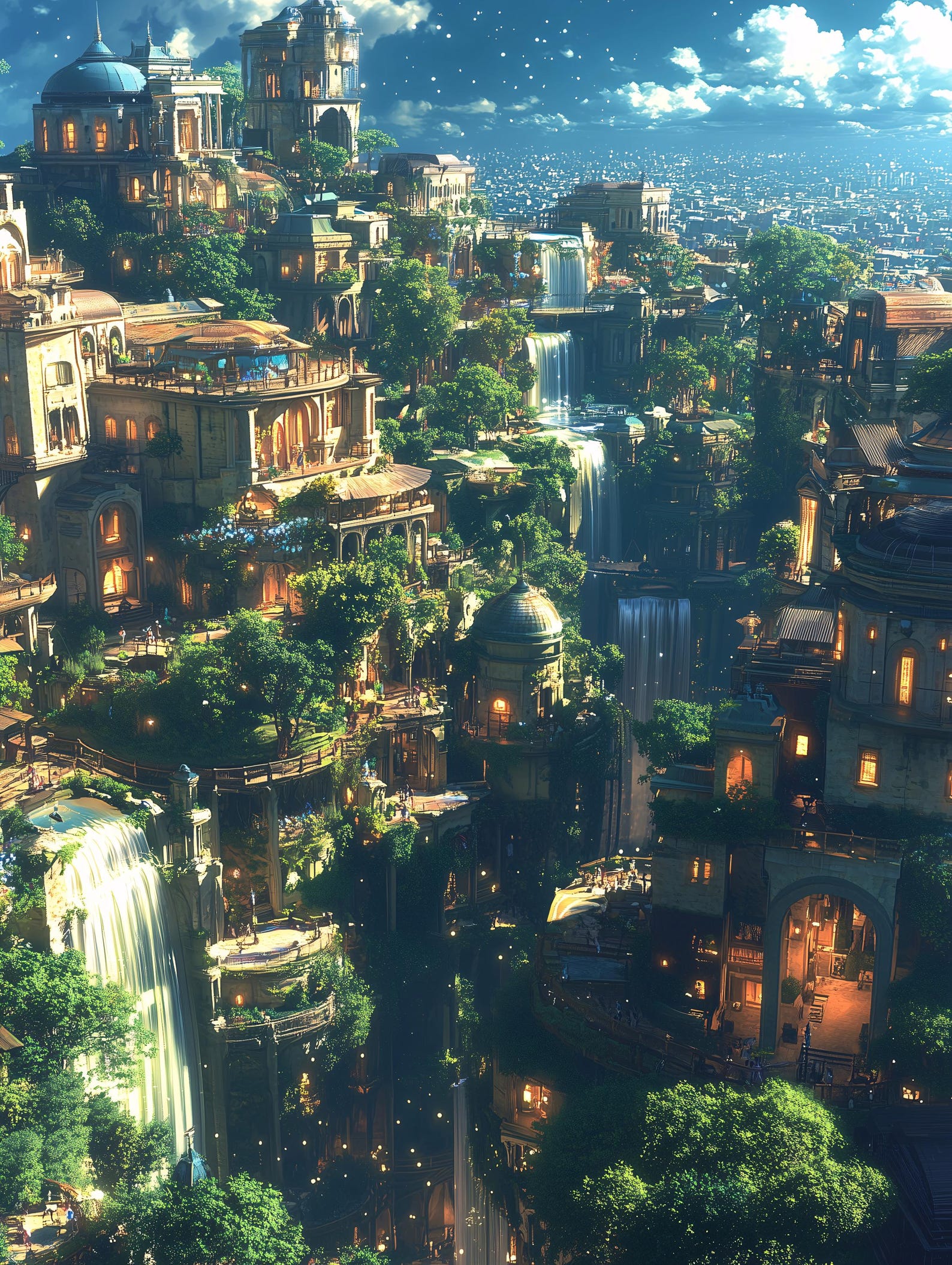 Floating Fantasy City Digital Art Print Set - 5 Digital Downloads of ...