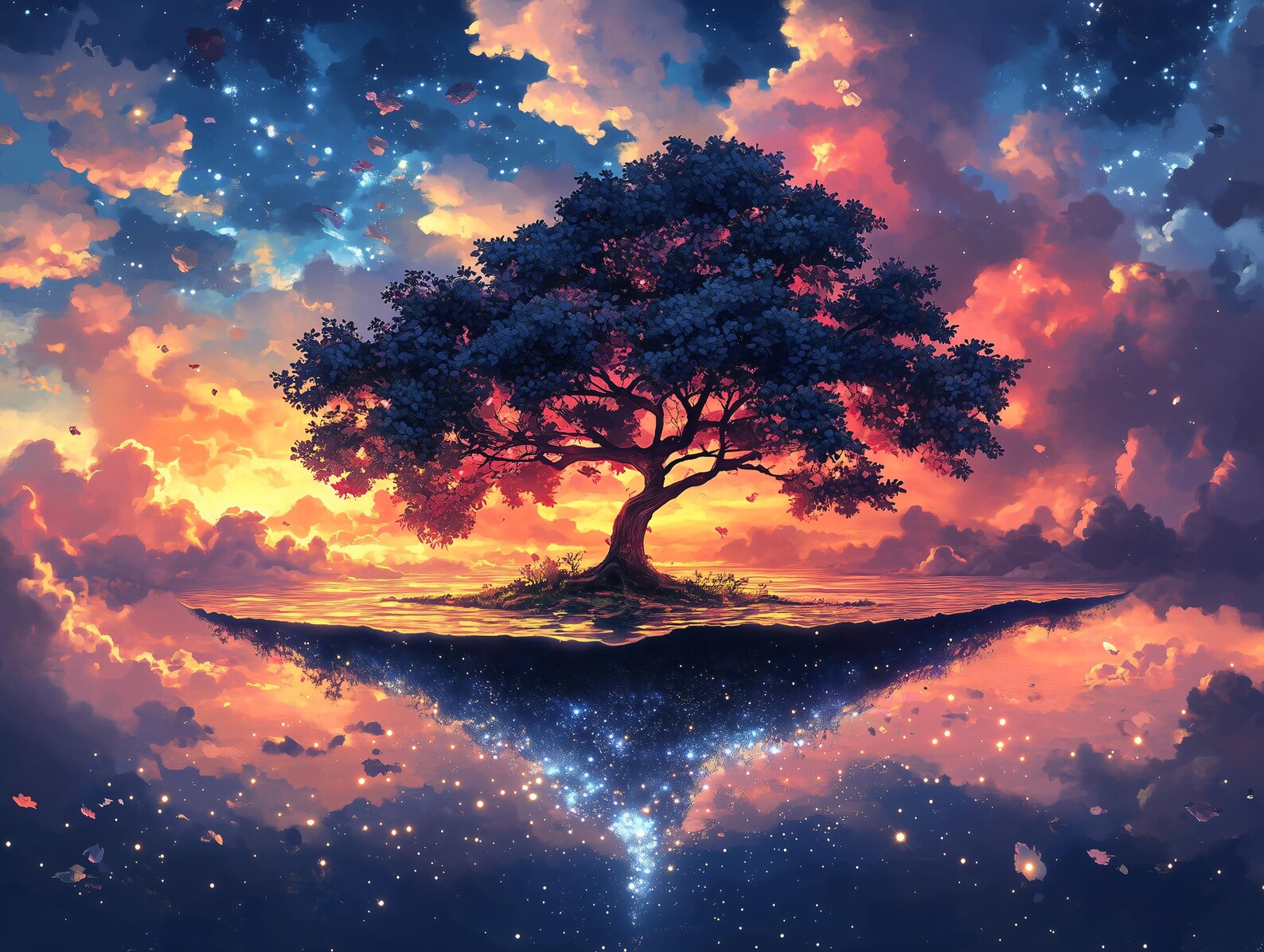 Glowing Tree Fantasy Art Print Set - 5 Digital Downloads of Anime ...
