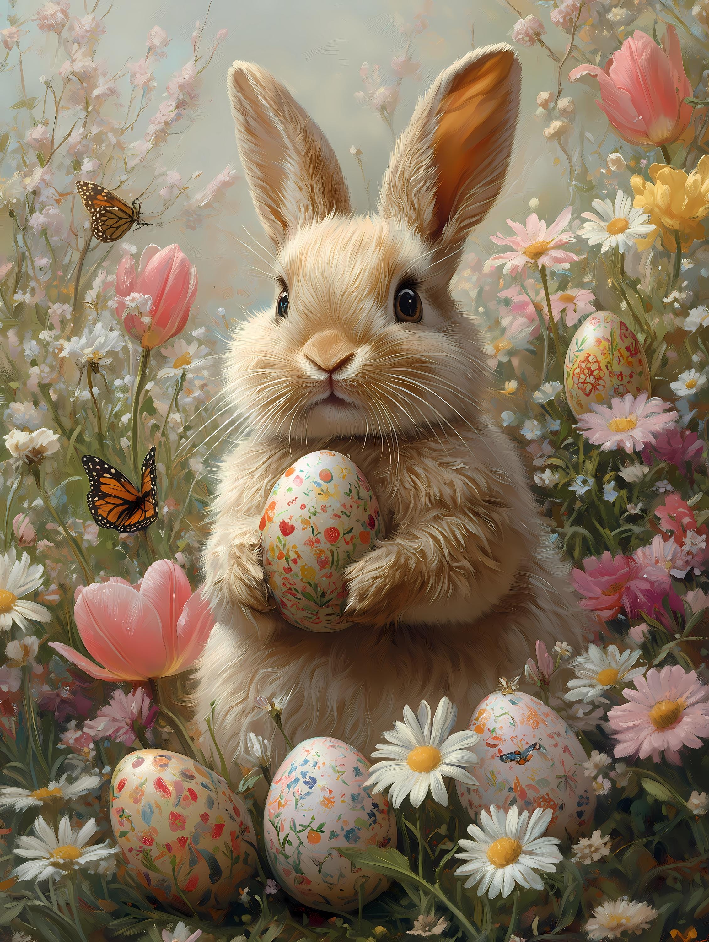 Realistic Easter Bunny Art Print Set - 5 Digital Downloads of Cute AI ...