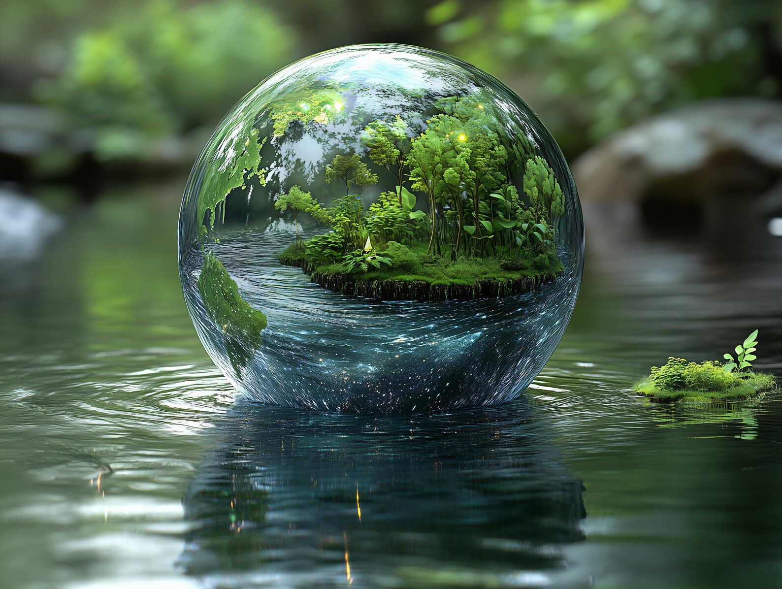 Surreal Nature Terrarium Sphere Art Set – 5 Floating Glass Orb Digital ...