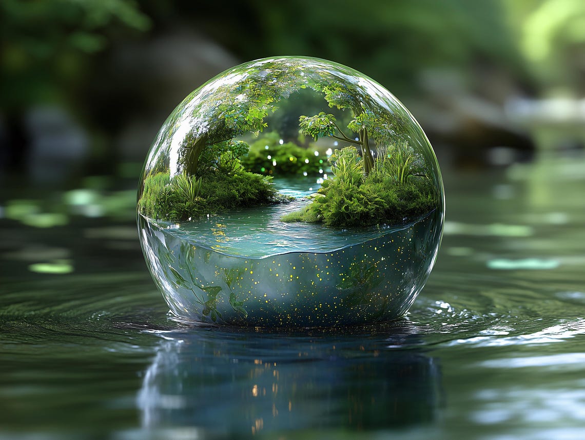 Surreal Nature Terrarium Sphere Art Set – 5 Floating Glass Orb Digital ...