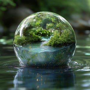 Surreal Nature Terrarium Sphere Art Set – 5 Floating Glass Orb Digital ...