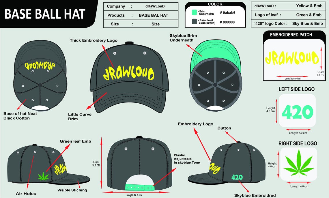 Trucker Hat Techpack Mockup | Trucker Cap Techpack Template | Base Ball ...