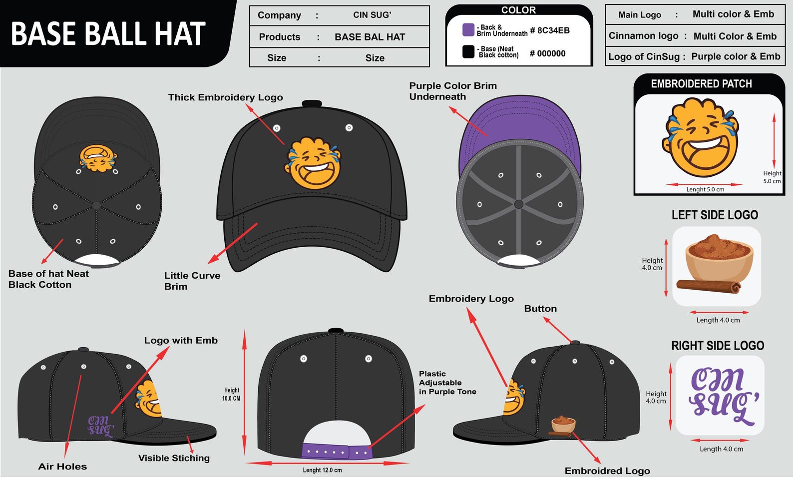 Trucker Hat Techpack Mockup | Trucker Cap Techpack Template | Base Ball ...