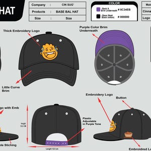 Trucker Hat Techpack Mockup | Trucker Cap Techpack Template | Base Ball ...