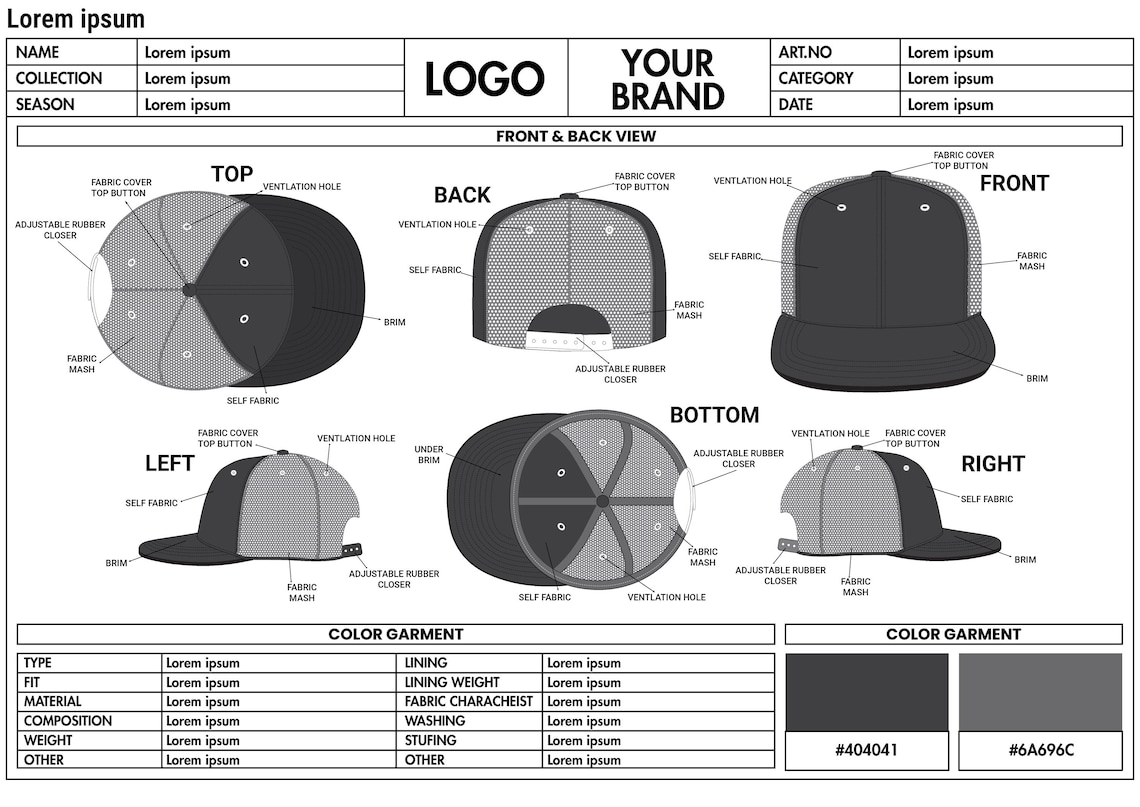 A Hat and Cap With Tech Pack With Mockup for Manufacturer | Trucker Hat ...