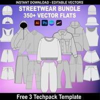 Streetwear Mockups Bundle for Tech Pack Templates & Clothing Brands ...