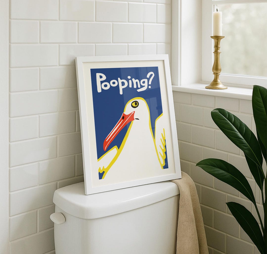 Are You Pooping Seagull Print Funny Bathroom Art Toilet Poster Bright ...