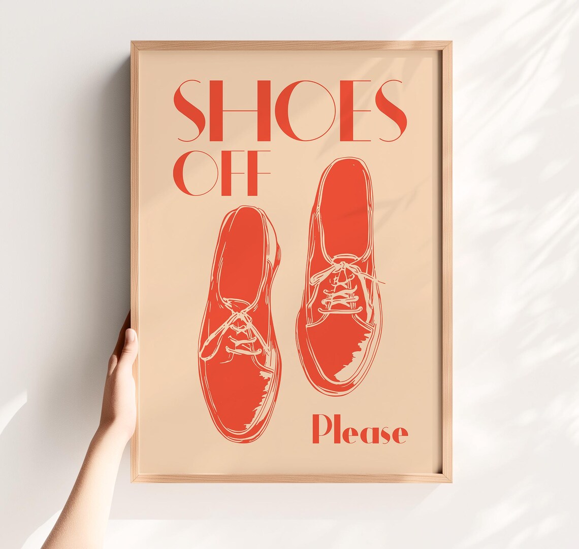 Shoes off Please Print Retro Minimalist Entryway Wall Art Printable ...