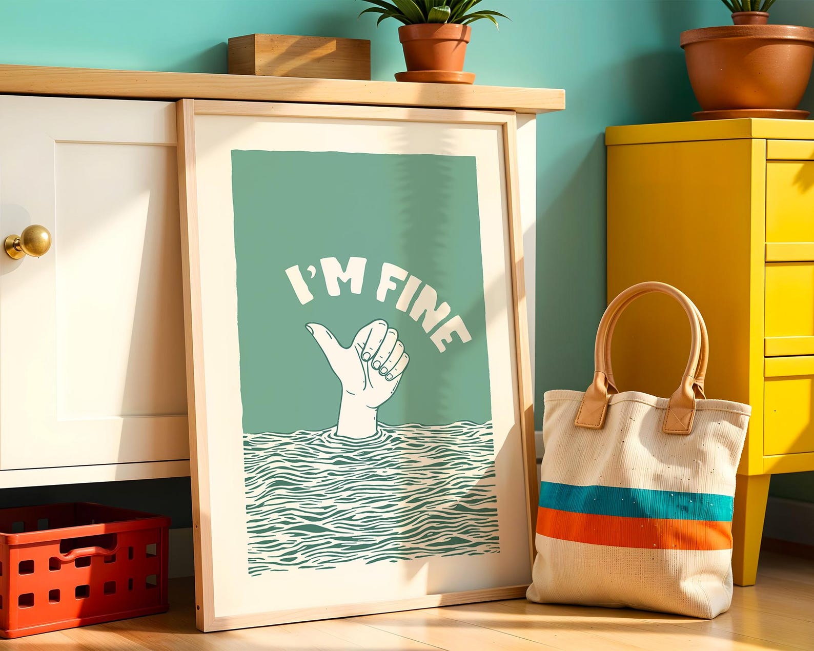 I'm Fine Printable Wall Art for Home Office Poster Sinking Art Print ...