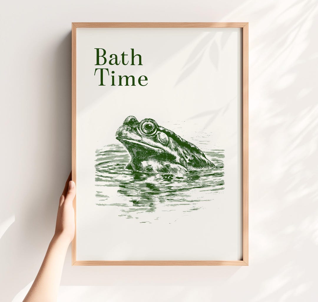 Vintage Frog Bathroom Print: Funny Toad Bath Time Art (digital Download ...