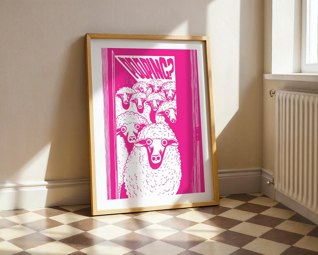 Are You Pooping Art Print Funny Sheep Art Bright Pink Toilet Art ...