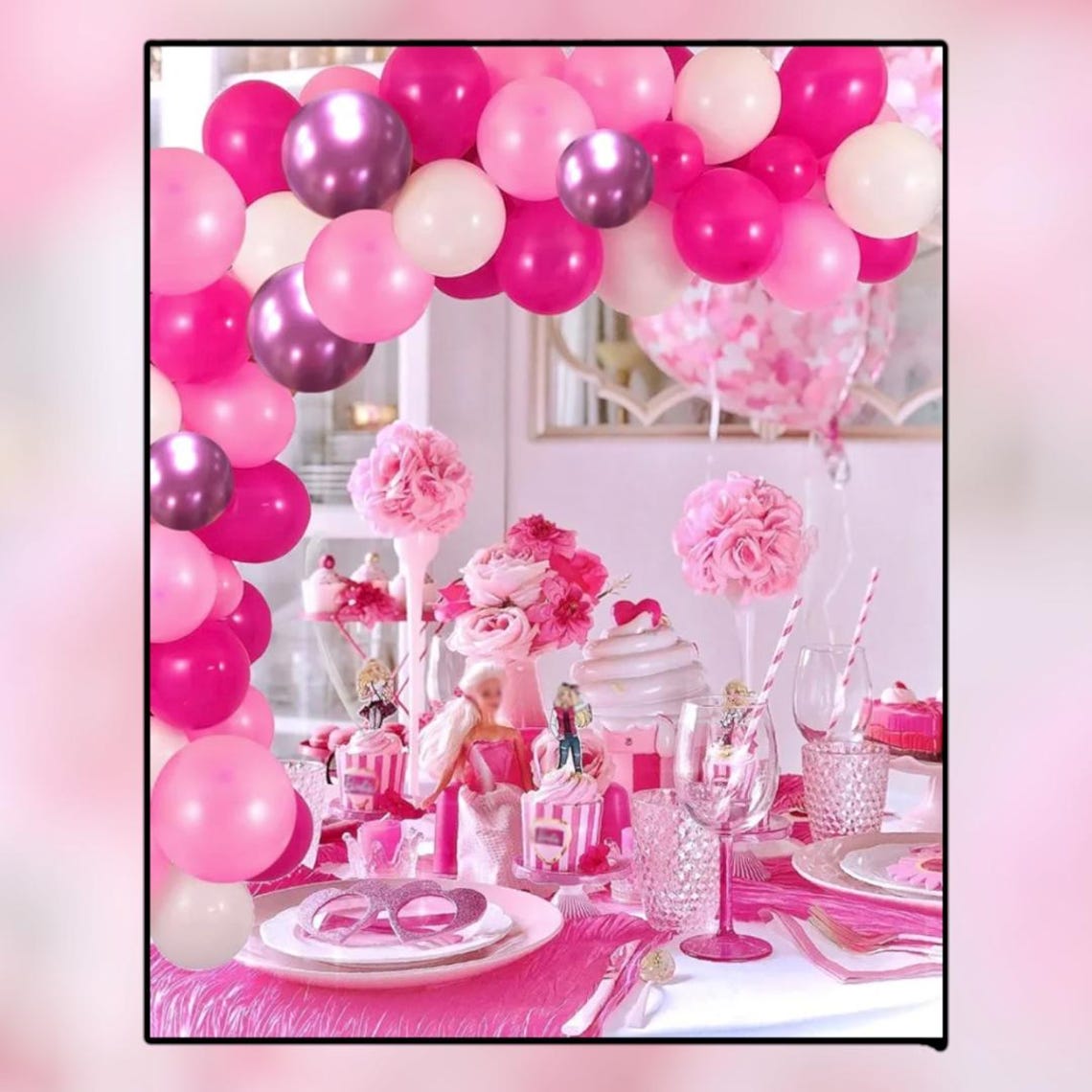 Chic Pink Balloon Set - 50 Pcs 12-inch Metallic, Hot, and Baby Pink ...