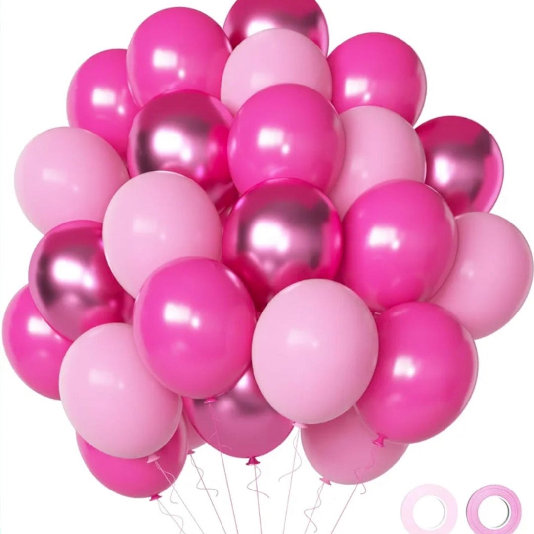 Chic Pink Balloon Set - 50 Pcs 12-inch Metallic, Hot, and Baby Pink ...
