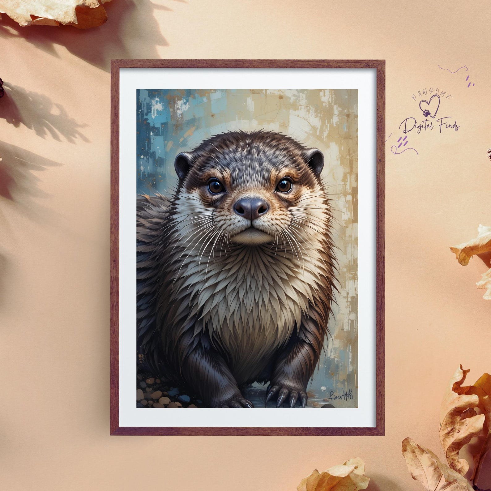Adorable Otter Digital Painting – Printable Wildlife Nursery Decor ...