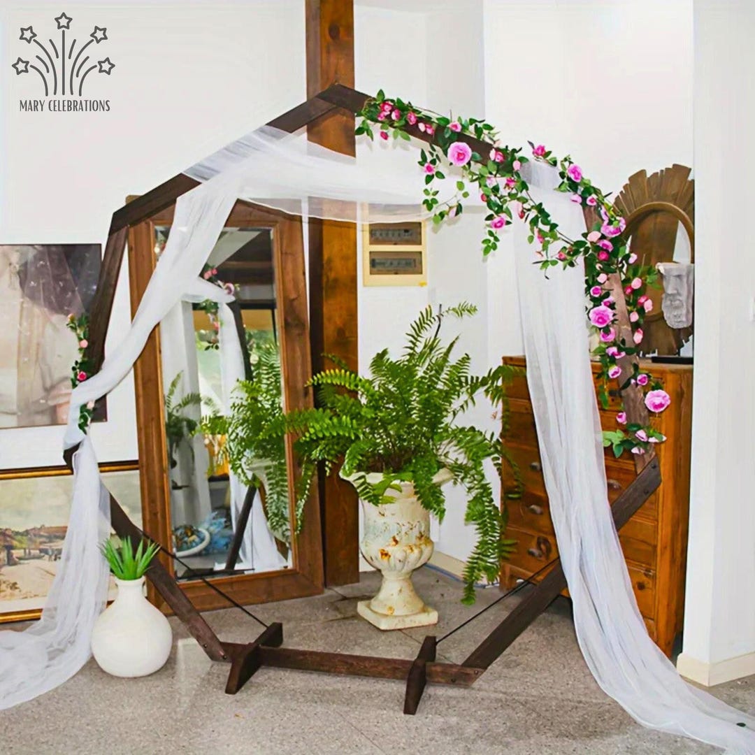 Heptagon Wooden Wedding Arch, Rustic Farmhouse Wedding Backdrop ...