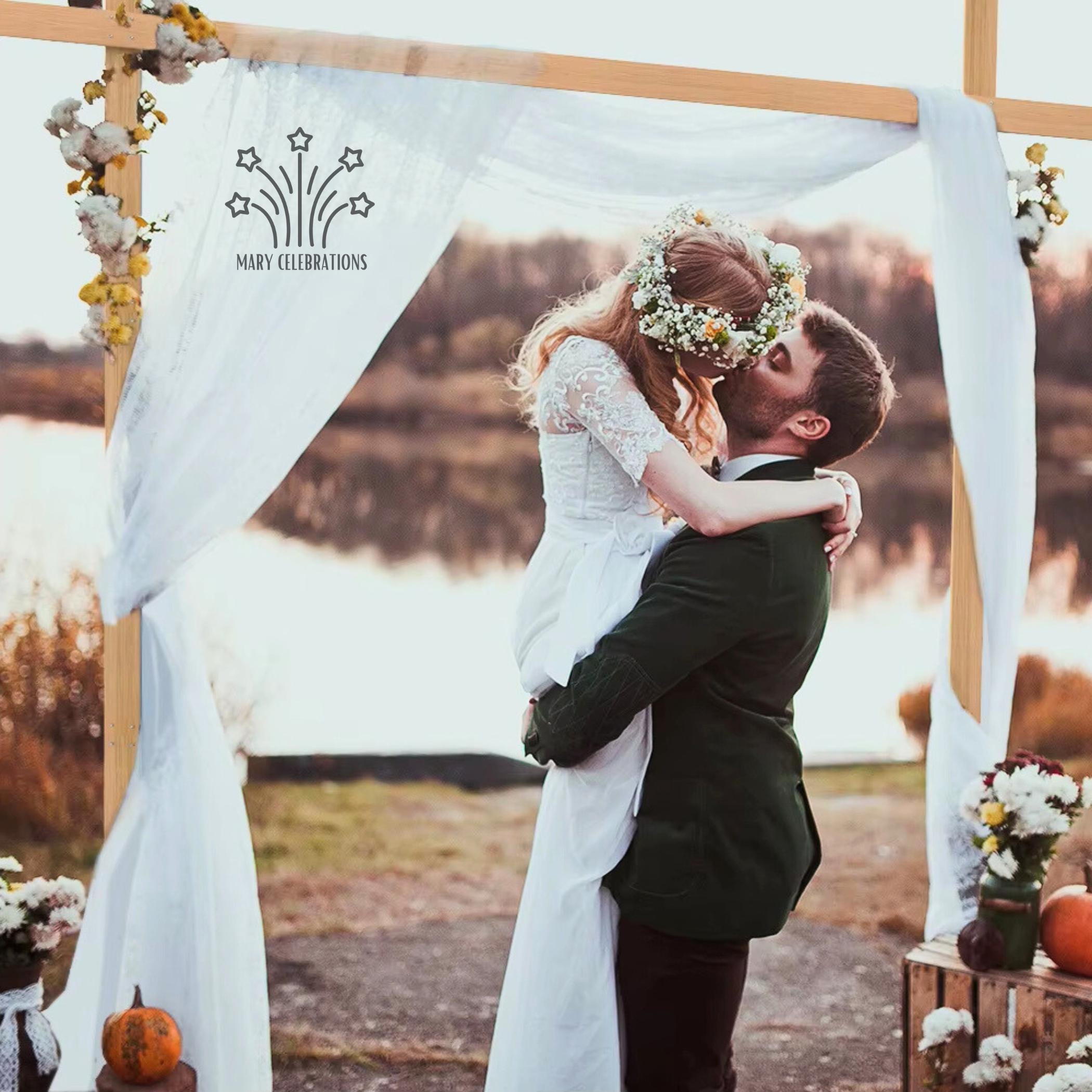 Rustic Wooden Wedding Arch, Boho Ceremony Backdrop Stand, Natural Wood ...