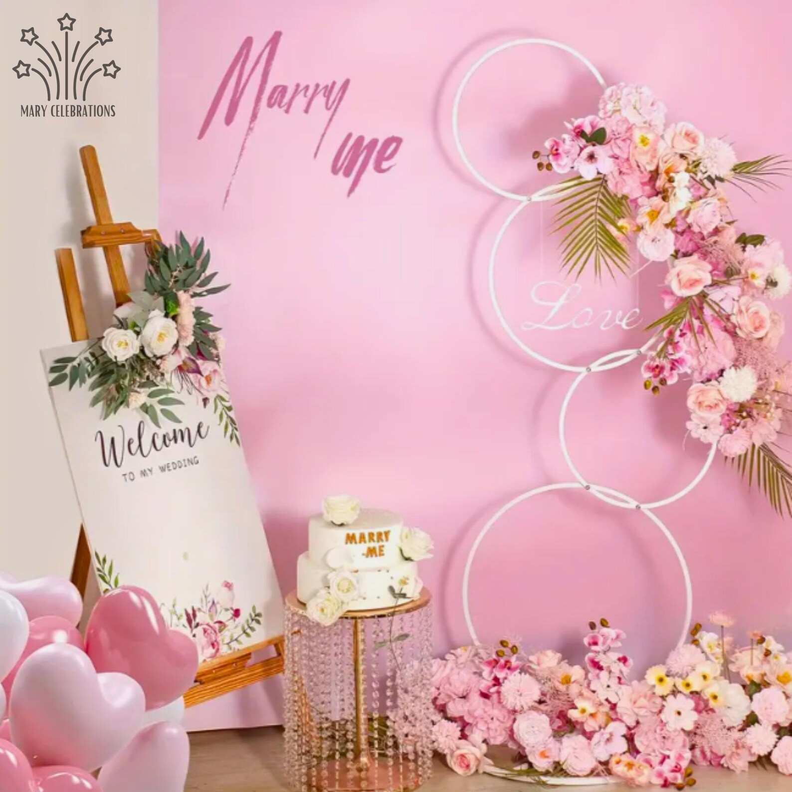 2pcs Wedding Round Hoop Backdrop Stand, Elegant Wedding Arch Backdrop ...