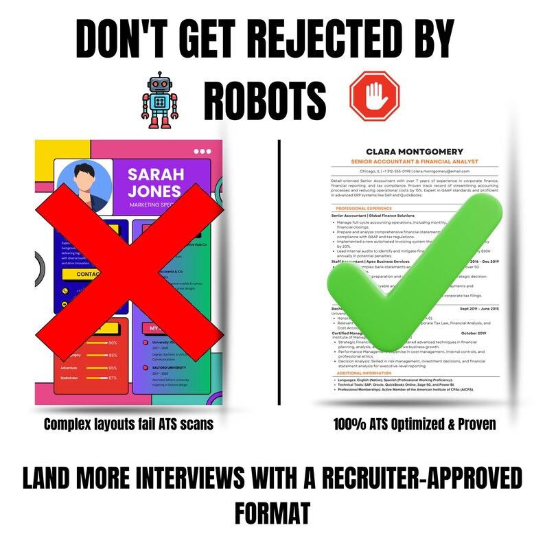 ATS Accounting Resume Template, Finance CV for Canva, Cover Letter ...