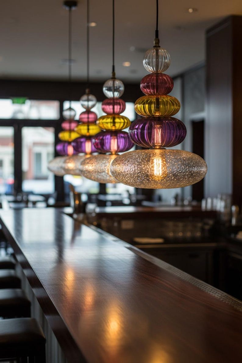 Vibrant Glass Pendant Light | Modern Colorful Hanging Lamp | Mid ...
