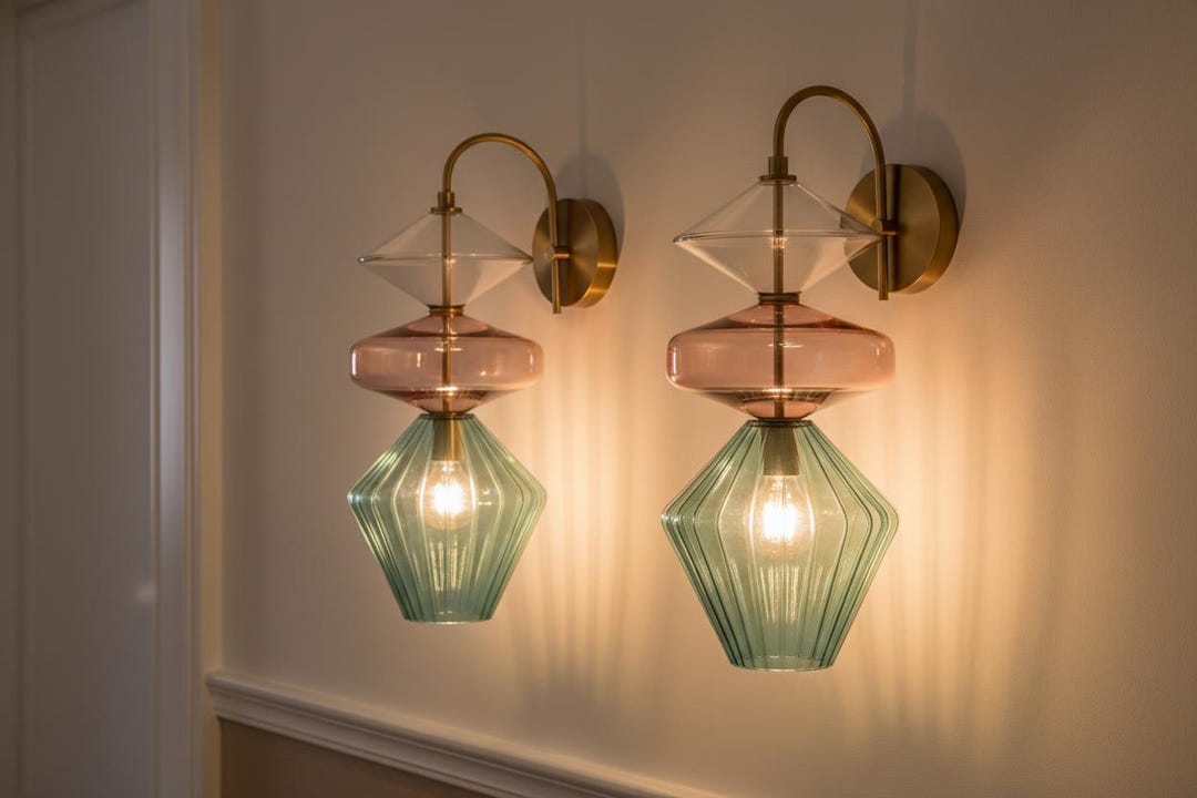 Modern Glass Wall Sconce – Bedside Wall Lighting – Living Room Accent ...