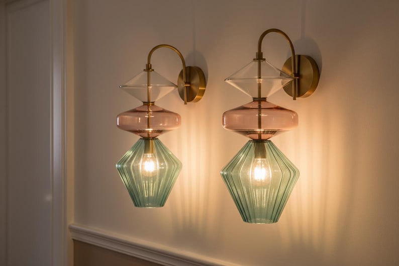Modern Glass Wall Sconce – Bedside Wall Lighting – Living Room Accent ...