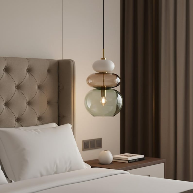 Modern Glass Pendant Light for Bedroom, Bedside Hanging Light, Kitchen ...