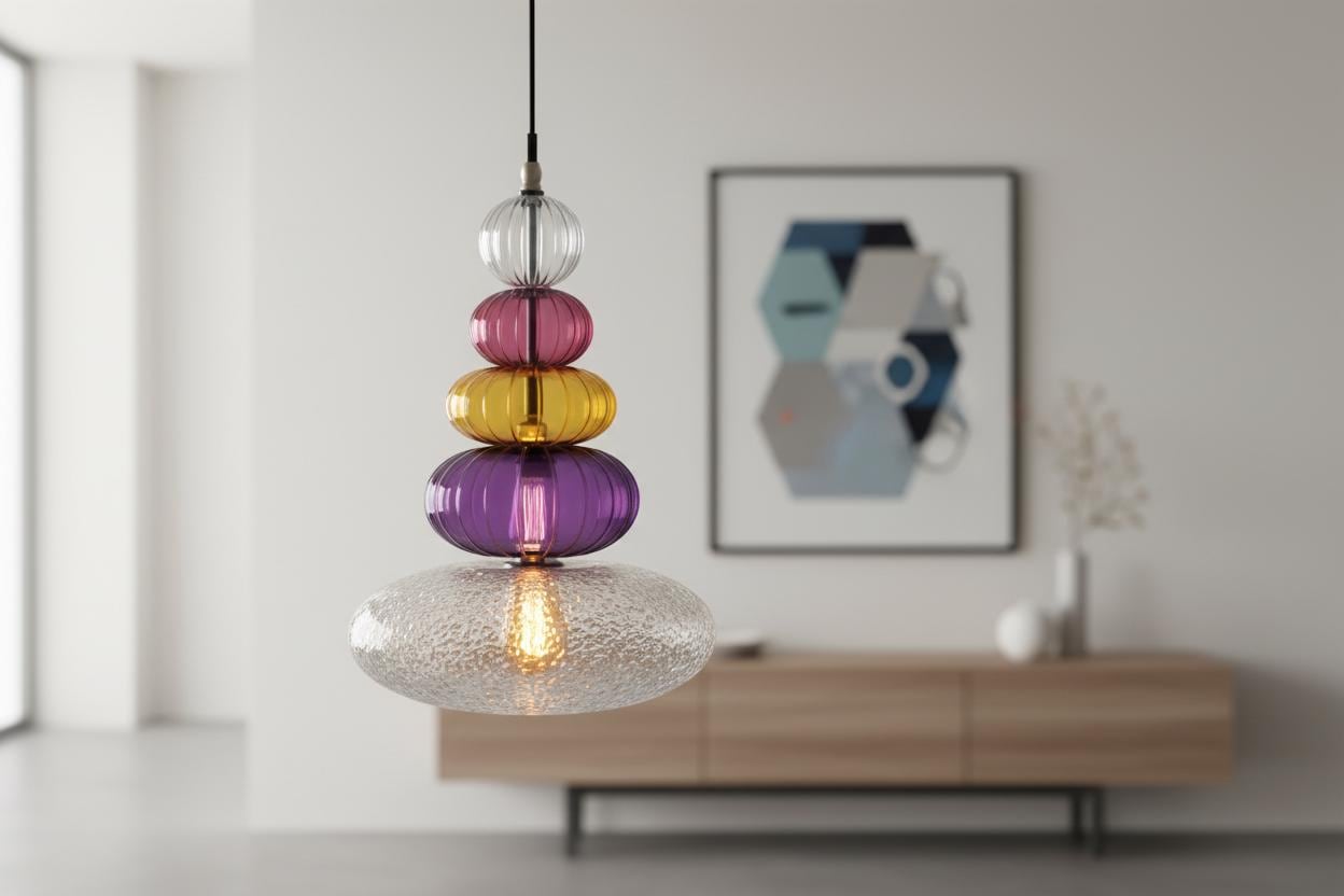 Vibrant Glass Pendant Light | Modern Colorful Hanging Lamp | Mid ...