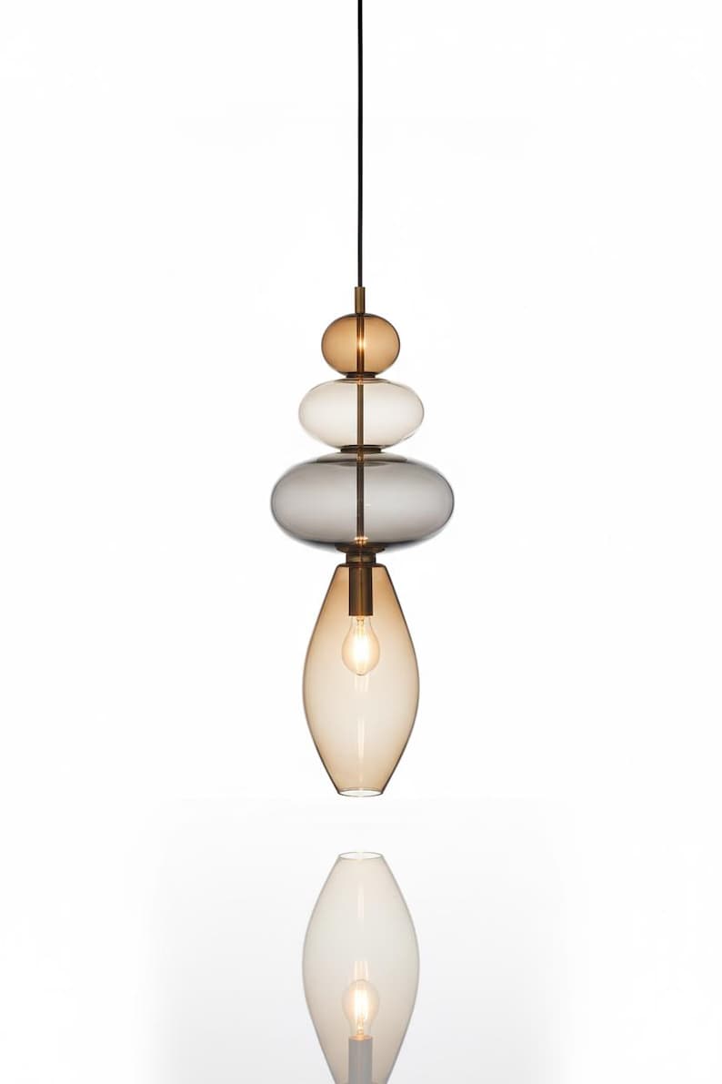 Glass Pendant Light, Modern Hanging Light, Blown Glass Ceiling Lamp ...
