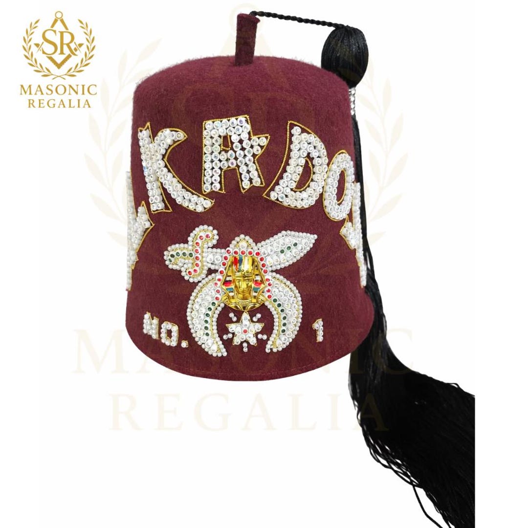 Shriner Fez Hat Customize Hand Embroidered Bullion Rhinestone Masonic ...