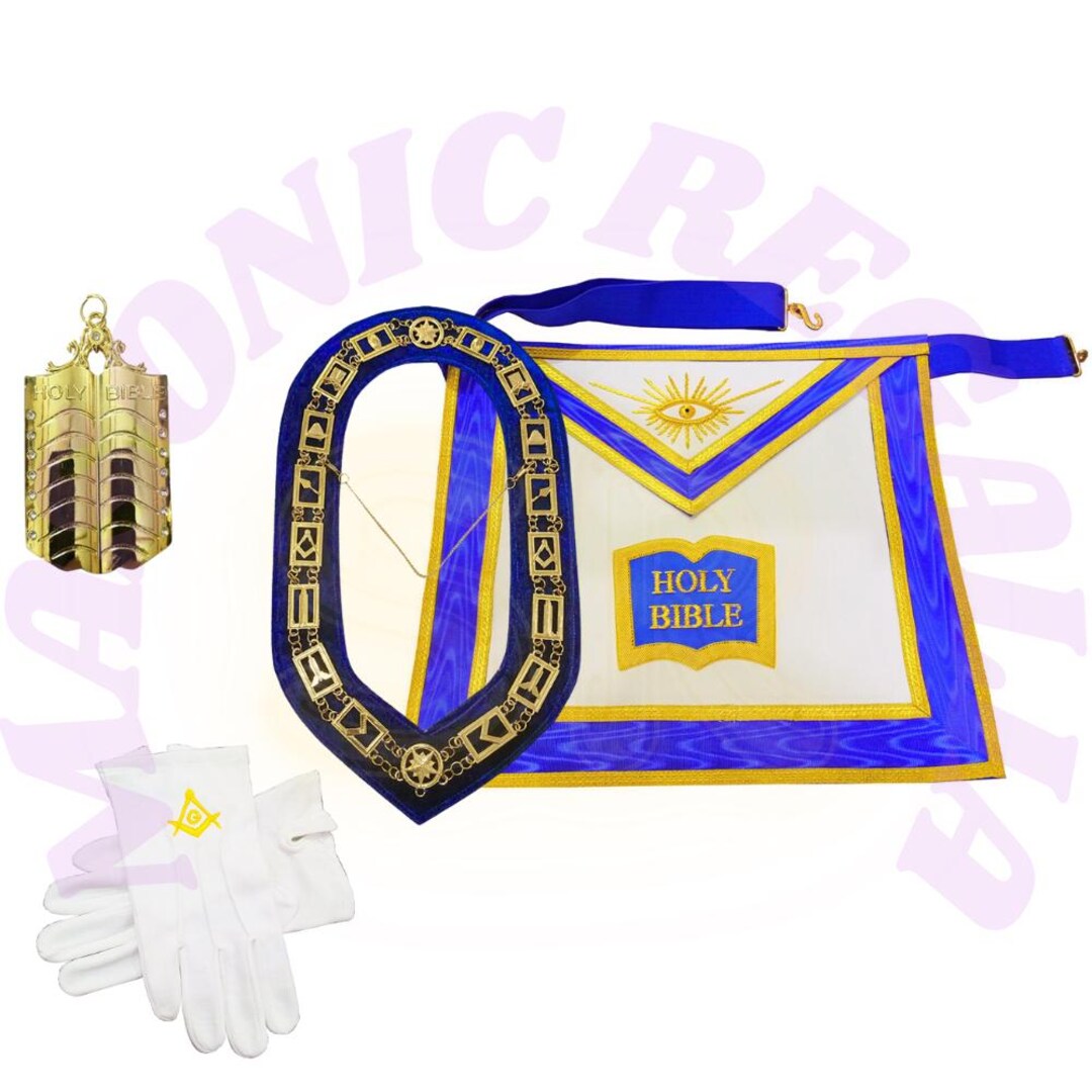 Masonic Regalia Blue Lodge Chaplain Officer, Hand Embroidered Apron ...