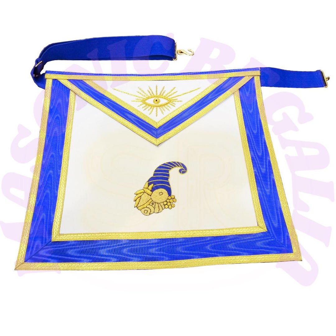 Hand Embroidered Masonic Apron: Blue Lodge Senior Steward Faux Leather ...