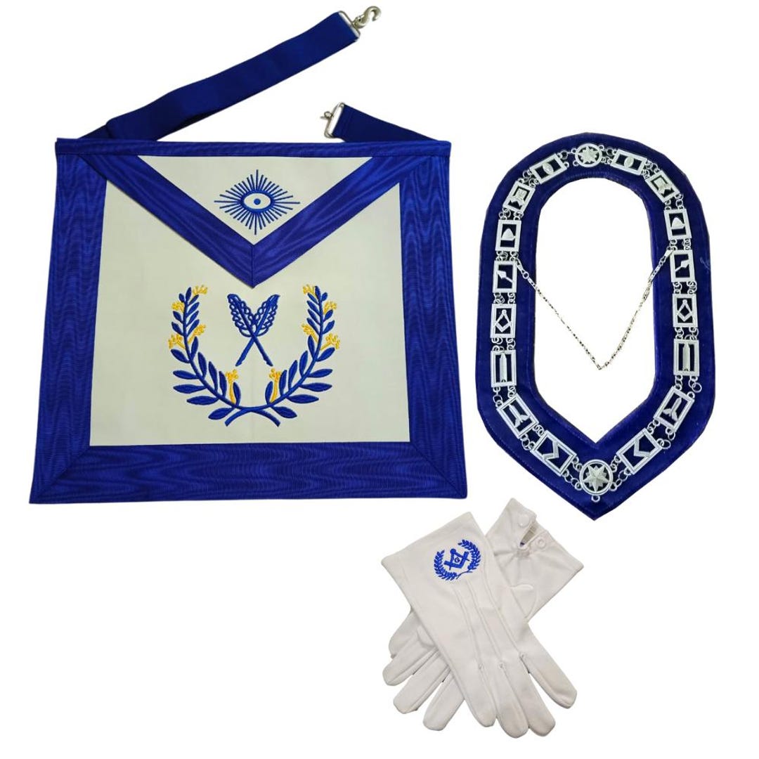 Masonic Regalia 3-in-1 Set – Blue Lodge Secretary Apron Faux Leather ...